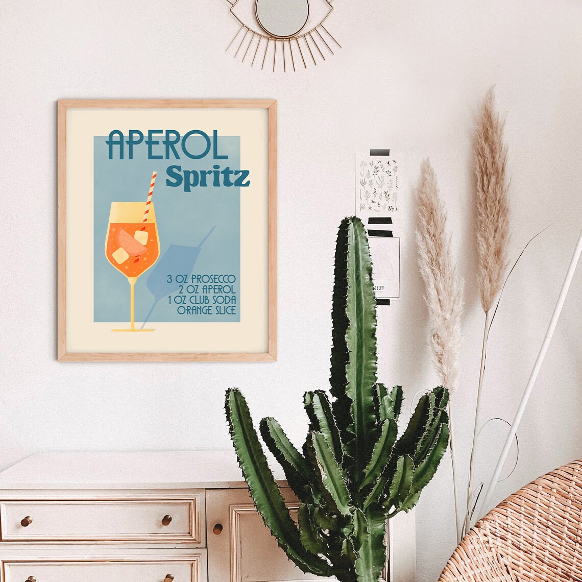 Aperol Spritz Print Bar Cart Prints Alcohol Prints Cocktail - Etsy
