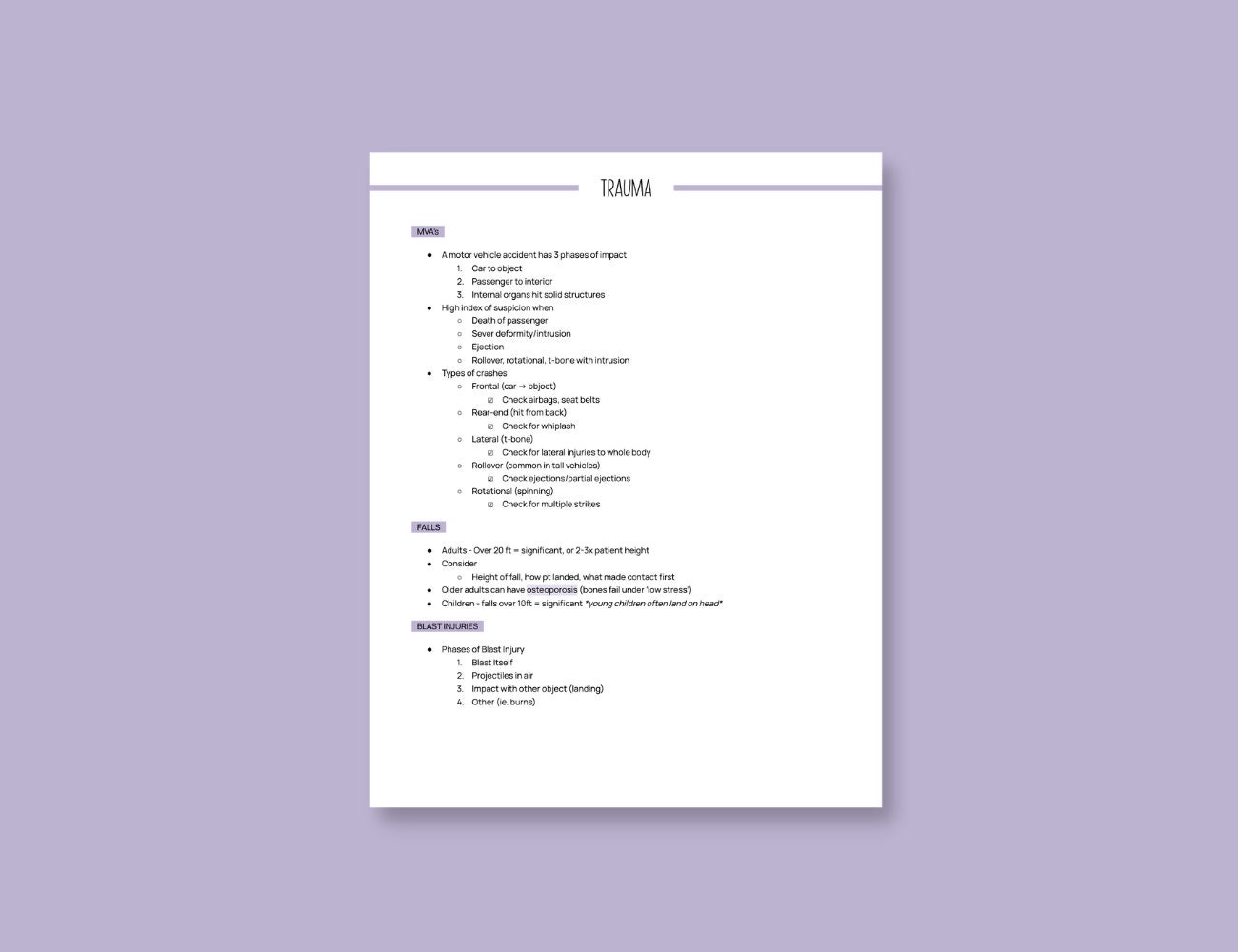 Trauma - EMS Study Guide, the Perfect Study Guide for EMT School, Study ...