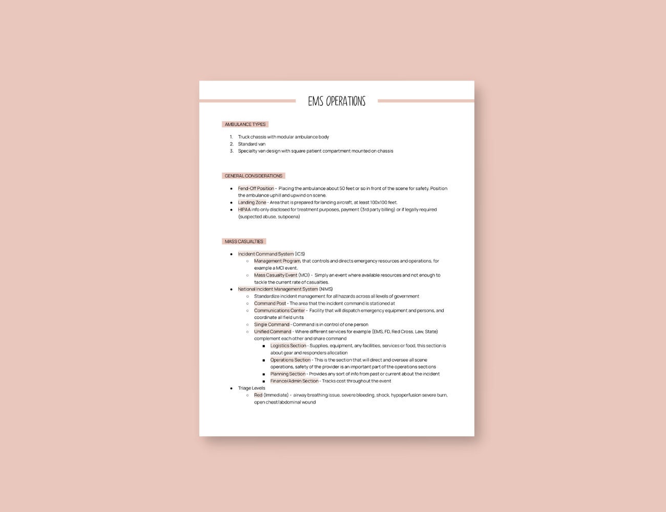 EMS Operations EMS Study Guide, the Perfect Study Guide for Emt School ...