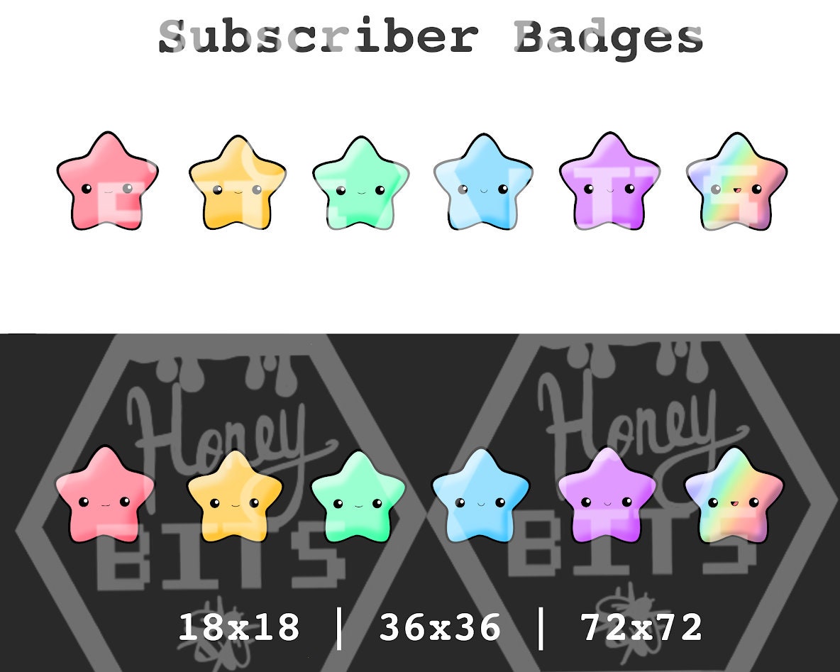 Cute Smiling Stars - Sub-badge Pack [NOT A PHYSICAL ITEM] - Etsy