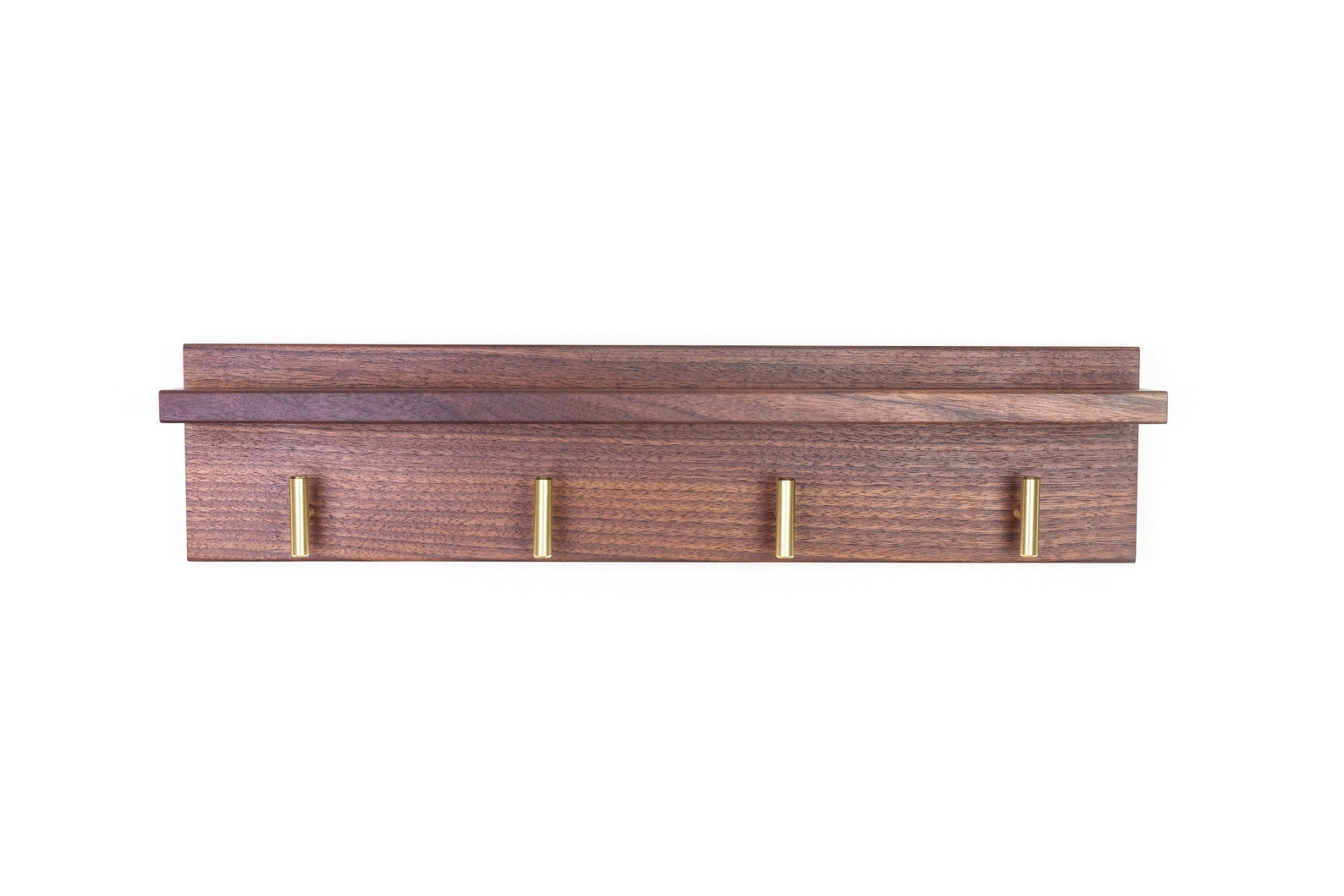Solid Walnut Coat Rack With Shelf Entryway Rack With Brass - Etsy