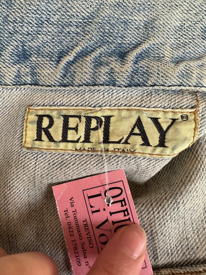 90s Replay Cropped Denim Jacket With Rainbow Crochet Sleeves - Etsy