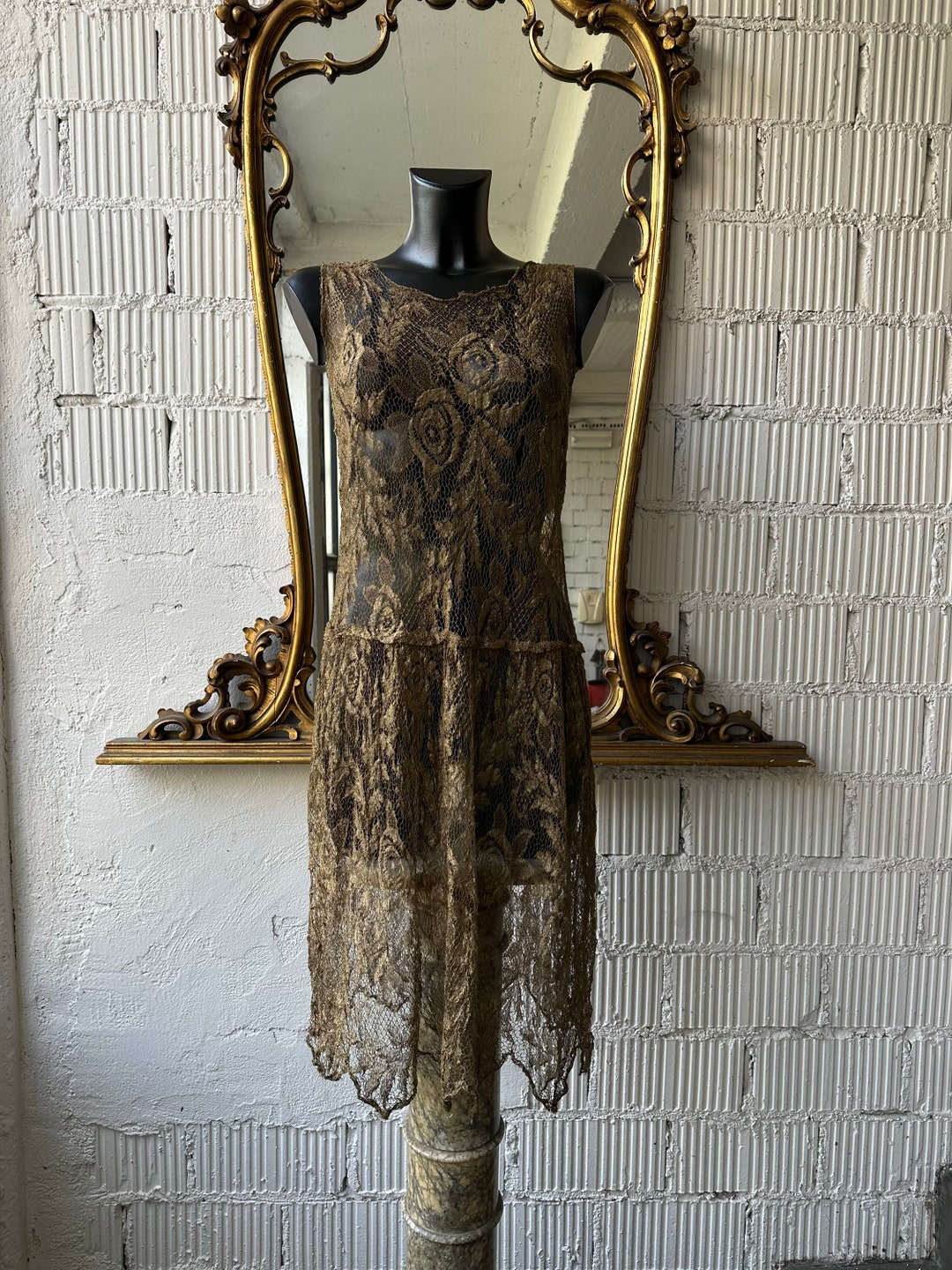 Incredible 1920's Metallic Thread Slip Lace Flapper Dress - Etsy