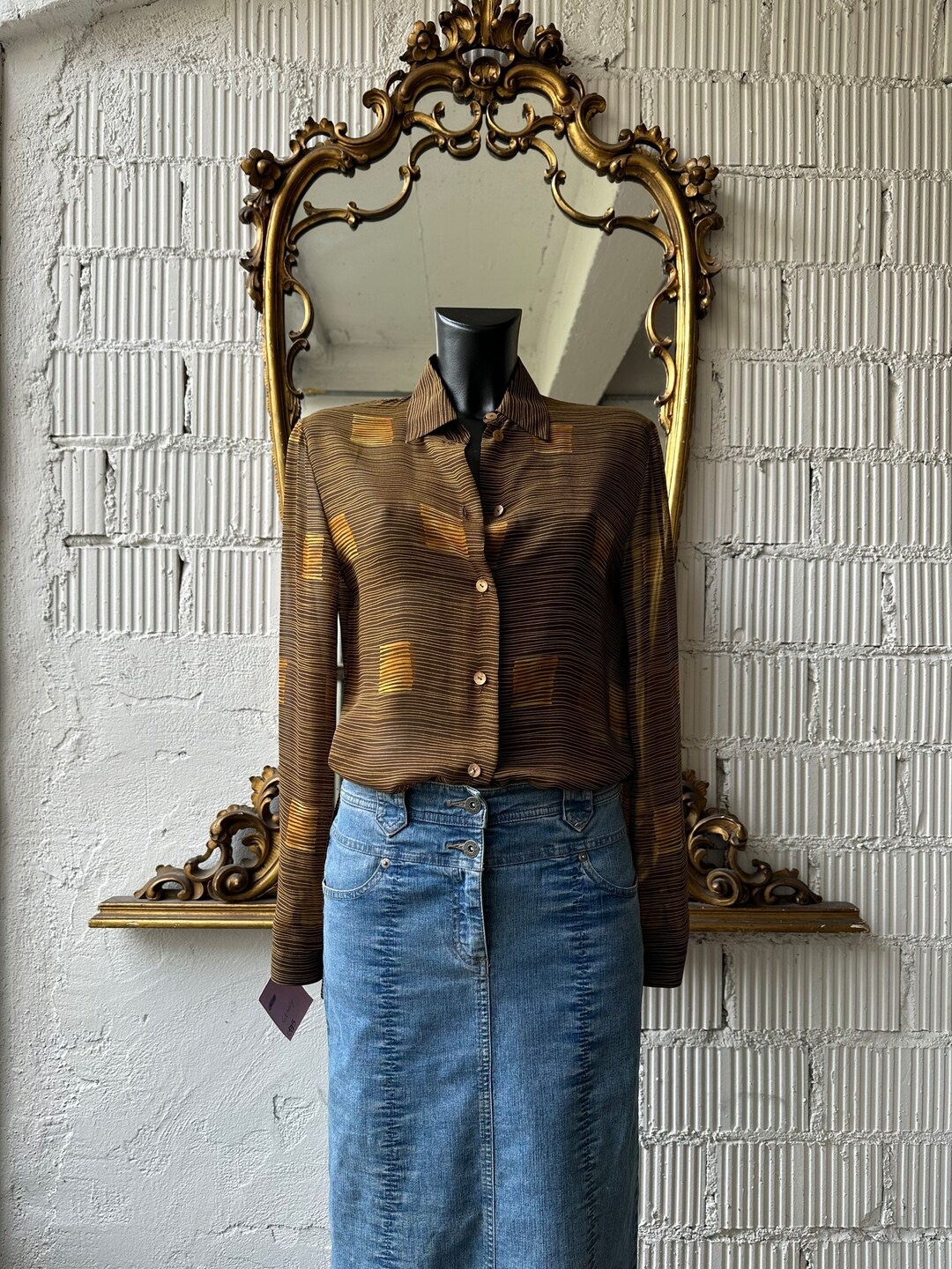 90s Genny Sheer Brown Silk Blouse - Etsy