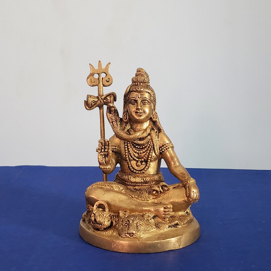 Brass Shiva Statue: 6-inch Mahadev Idol, Spiritual Decor - Etsy