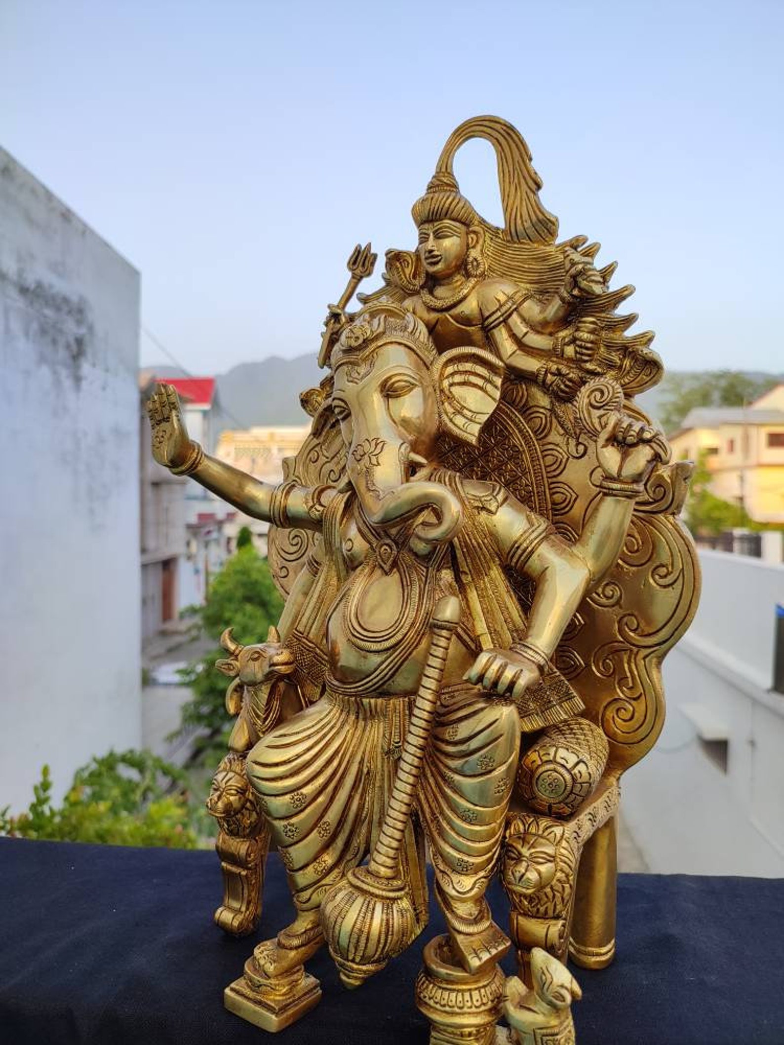 Ganesha Statue 16 inch Brass Lord Ganesh with Lord Shiva A | Etsy