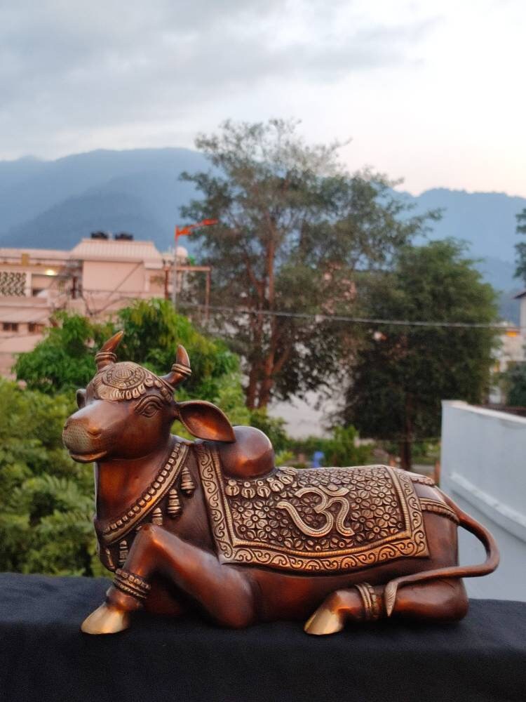 Nandi Statue 20 Cm Traditional Work Brass Nandi Sculpture a - Etsy