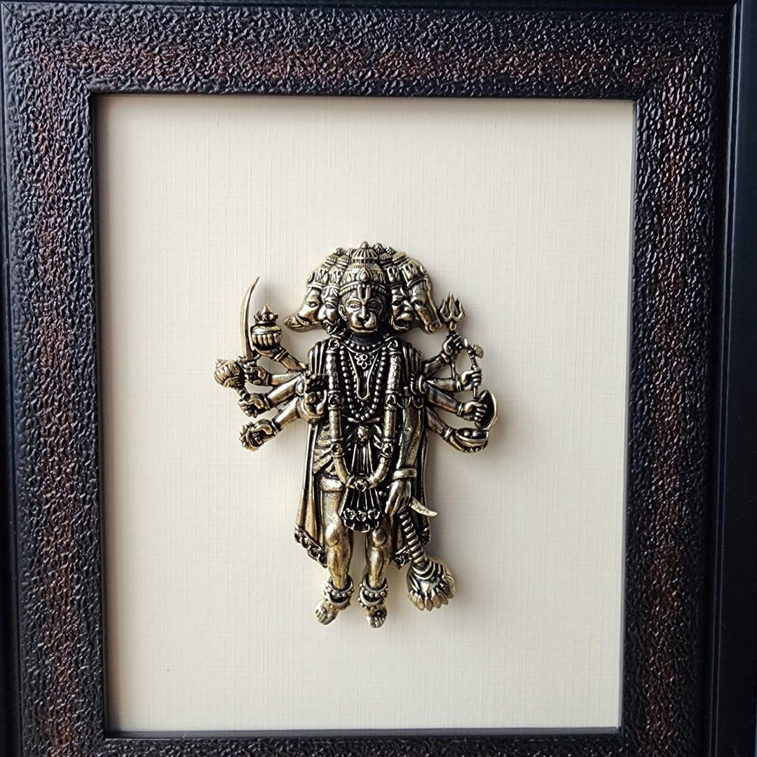 Hanuman Statue Frame - 9.5 Inch Brass Panchmukhi Hanuman for Front Door ...