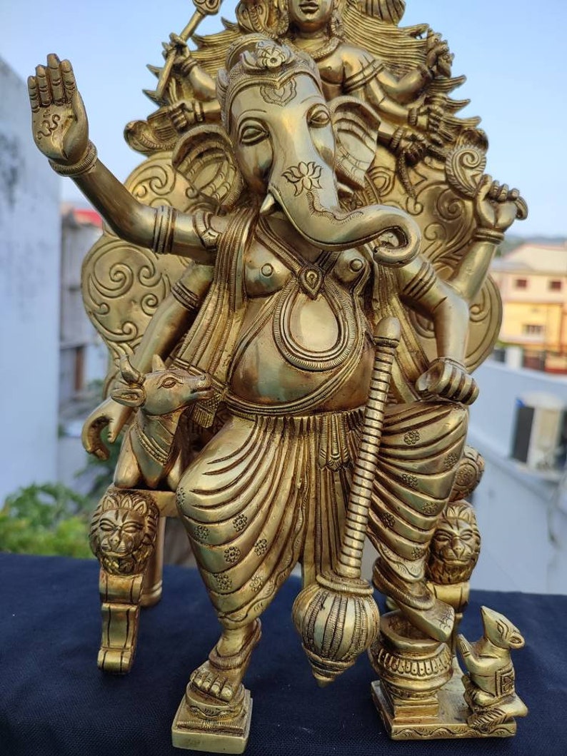 Ganesha Statue 16 inch Brass Lord Ganesh with Lord Shiva A | Etsy