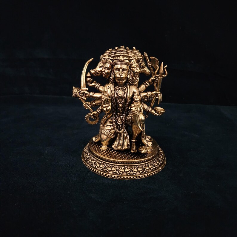 Brass Panchmukhi Hanuman Statue - 4.5 Inch Ram Bhakt Sculpture - Etsy