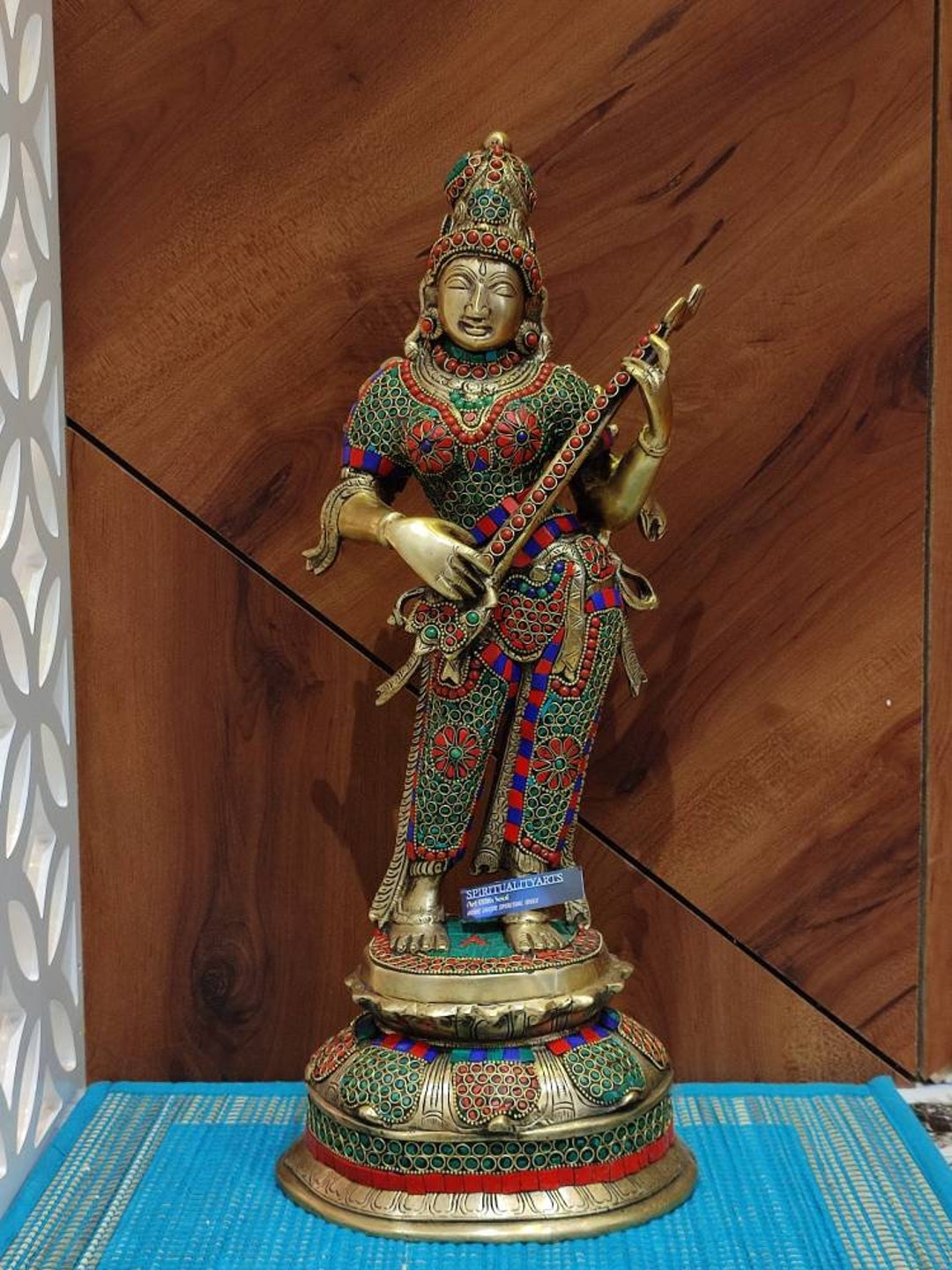 Brass Saraswati Idol 53 Cm Veena Saraswati Goddess of Knowledge Savitri ...
