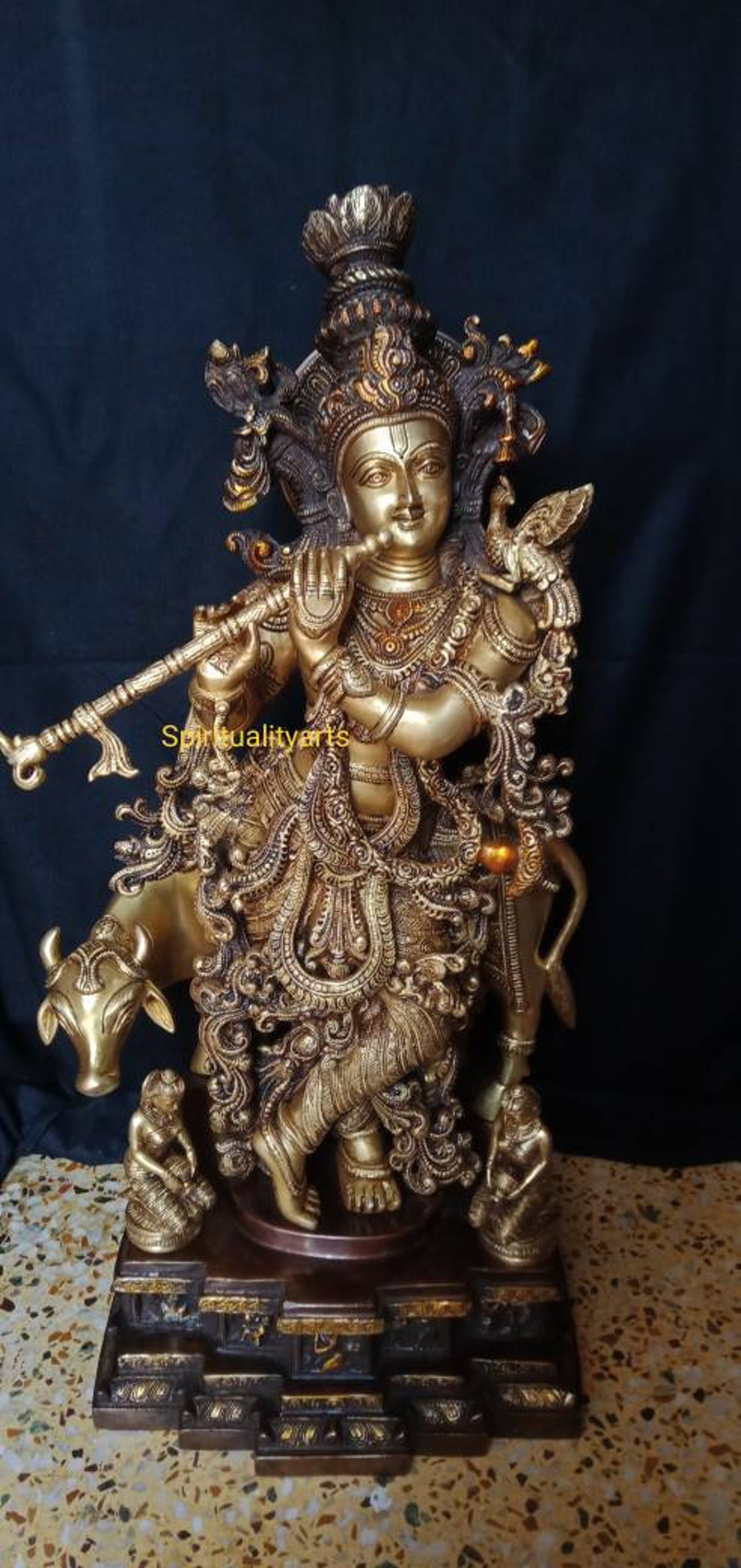 Cow Krishna Statue 28 Inch Lord Krishna Standing Krishna - Etsy