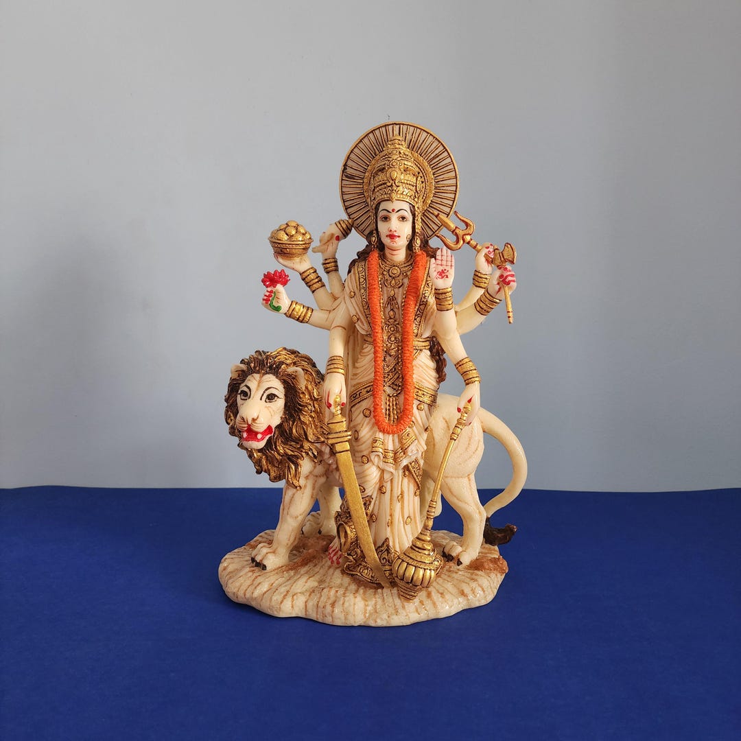Standing Durga Statue - Feminine Energy Goddess - 11" Inch Dust Marble ...