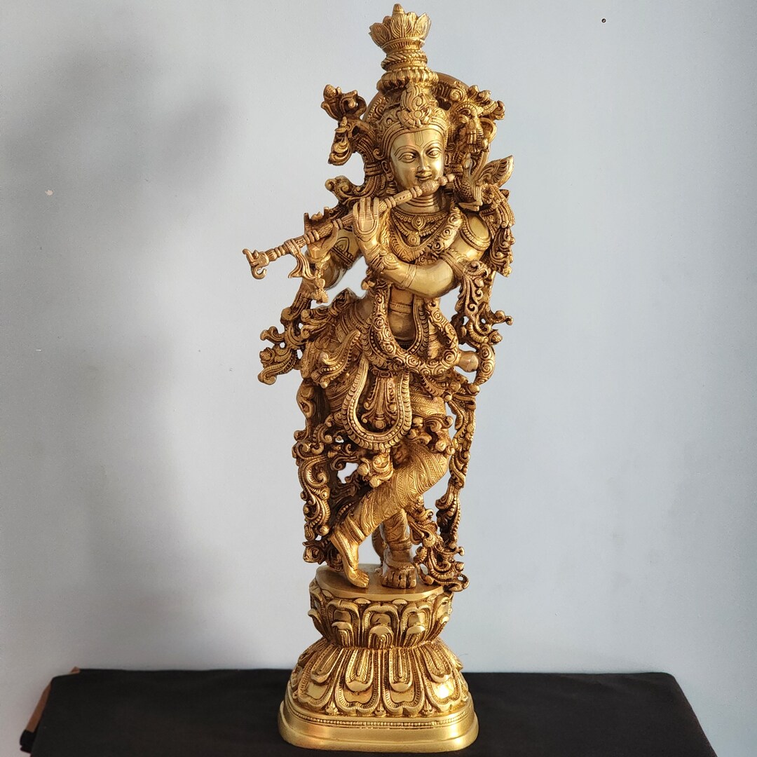 Krishna Statue - Large Krishna Statue 29"inches Big Brass Standing ...