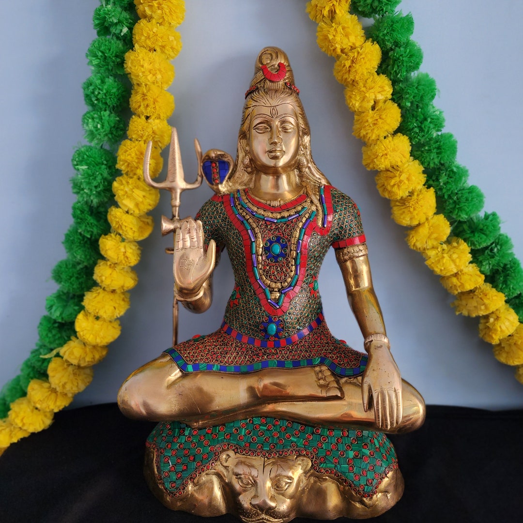 Shiva Statue - 21" Inches Brass Lord Shiva Sculpture With Trident for ...