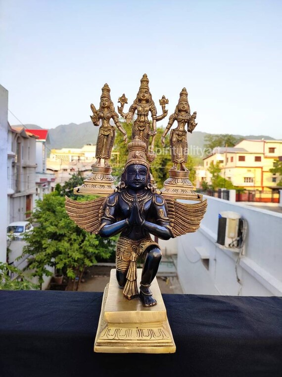 Vishnu Statue 17 Inch Brass Lord Vishnu Narayana Seated on - Etsy
