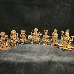 Brass Hindu God Goddess Statue Set | 2.5 Inch | Lakshmi, Ganesha ...