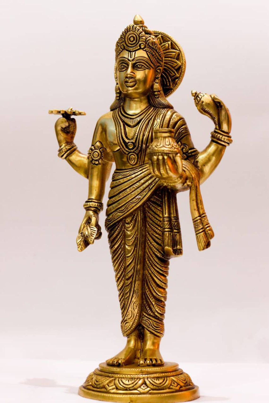 Brass Dhanvantari Statue: Hindu God of Ayurveda (15 Inch) - Etsy