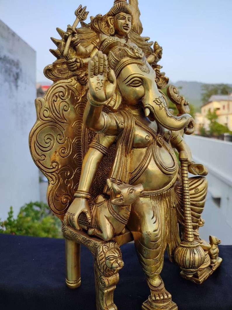 Ganesha Statue 16 inch Brass Lord Ganesh with Lord Shiva A | Etsy