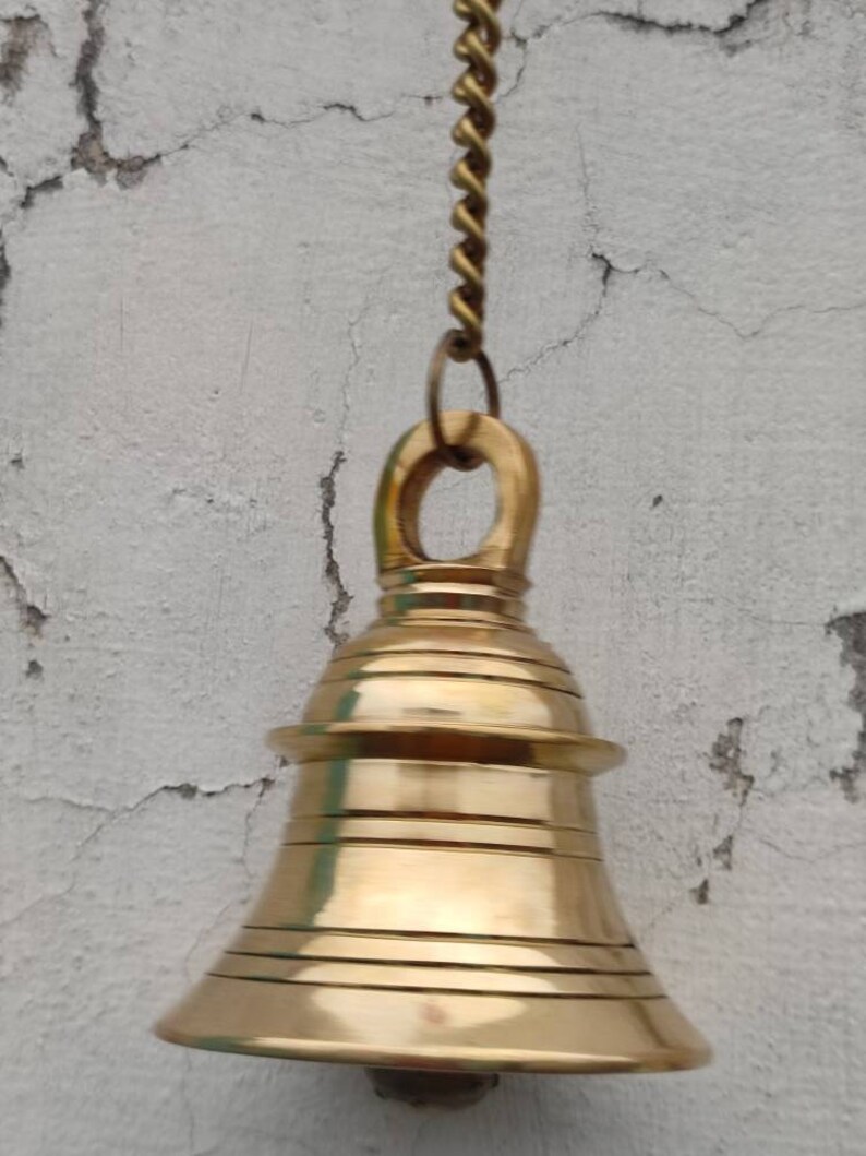 Brass Hanging Bell Bell With Chain a Home Temple / Office / - Etsy