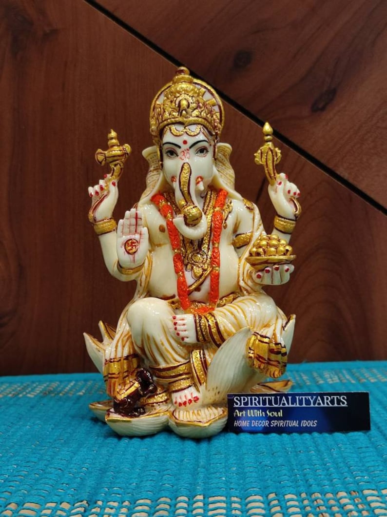 Ganesha Statue Good Luck God 6.5 Inch Lotus Ganesha - Etsy