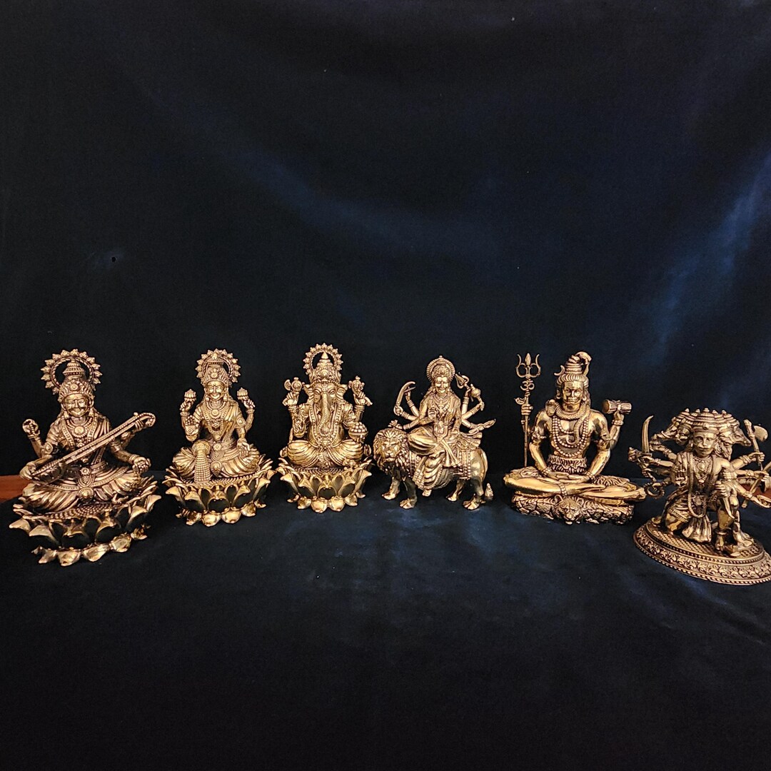 Brass Hindu God Statues: Lakshmi, Ganesha, Saraswati, Shiva, Durga ...