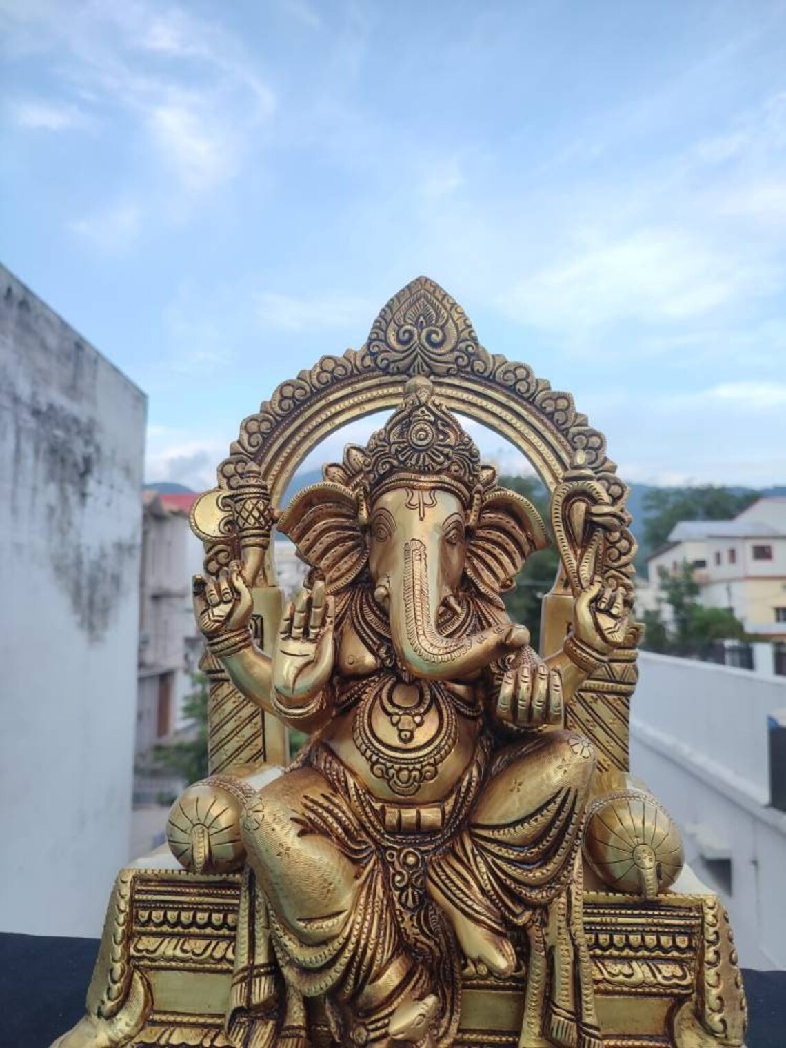 Ganesha Statue 42 cms Lord Ganesha Statue Brass Singhasan | Etsy