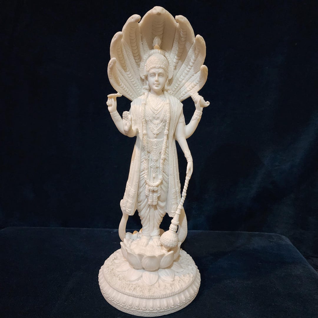 White Narayana Statue - Lord Vishnu Narayan Standing Idol Indian Arts ...