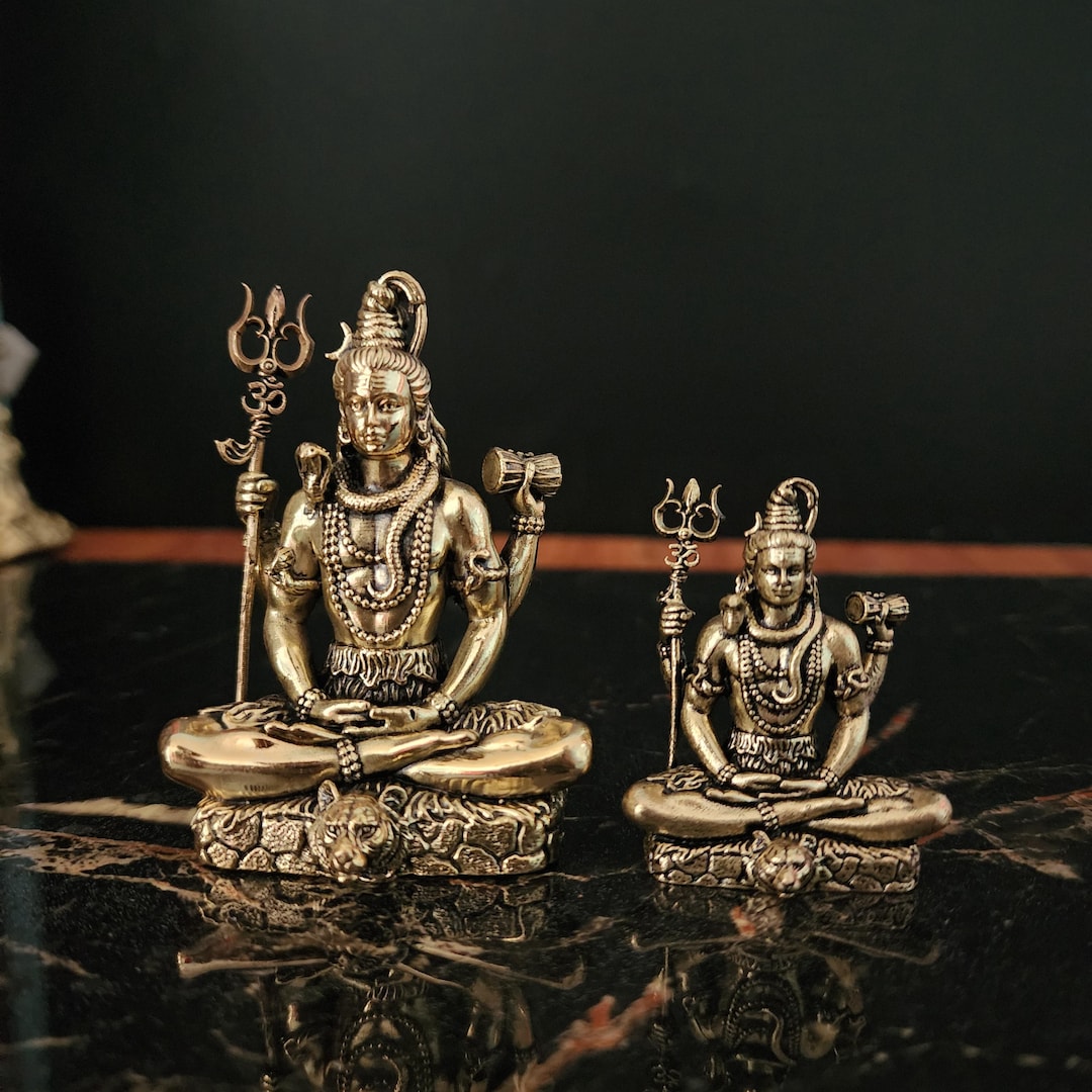 Small Shiva Statue | 3" Inch | Silver Finished Premium Brass Shiva Idol ...