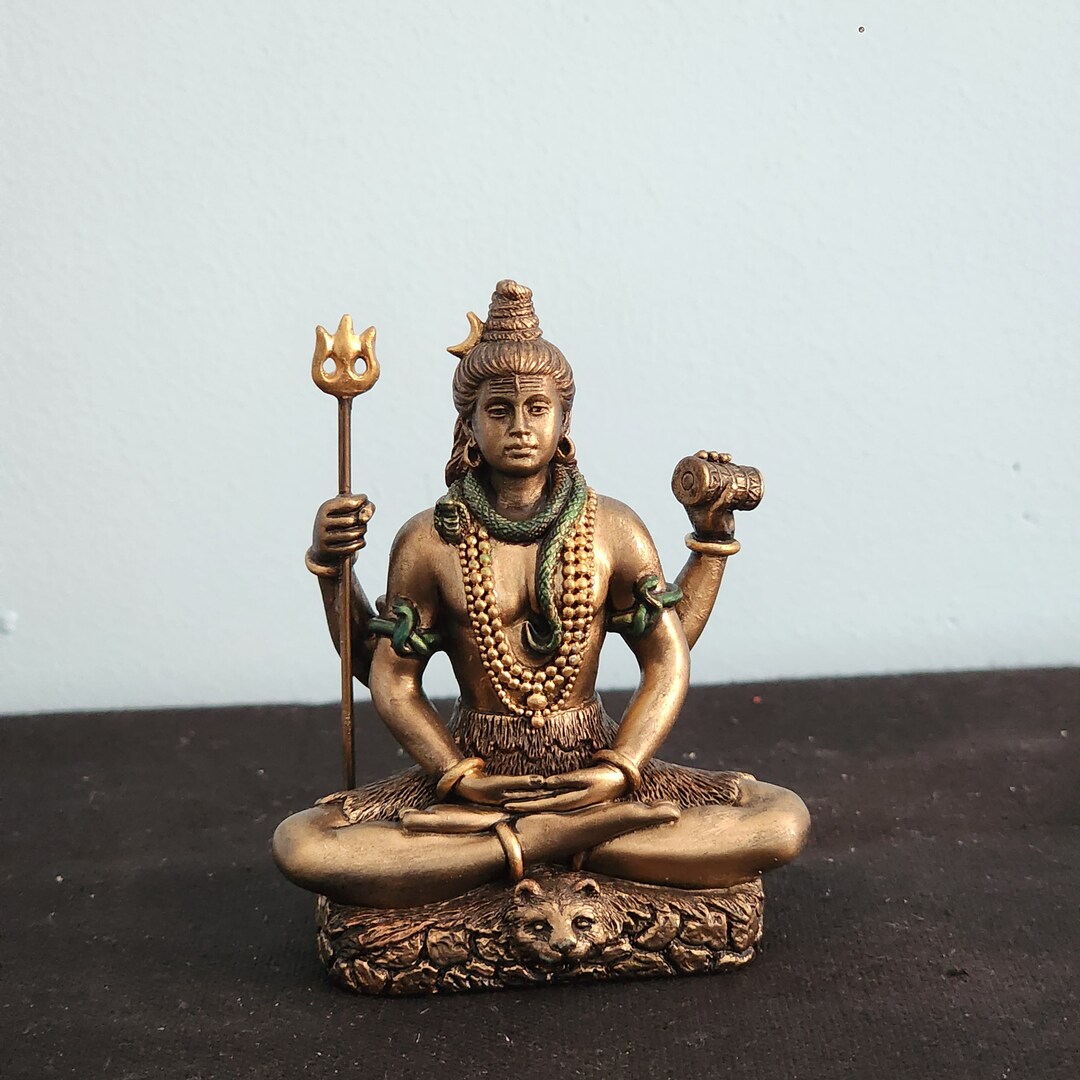 Statua di Shiva - Regalo di famiglia da 3,5 pollici Finitura in bronzo ...