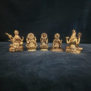 Brass Hindu God Goddess Statue Set | 2.5 Inch | Lakshmi, Ganesha ...