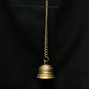 Brass hanging bell bell with chain a home temple / office / | Etsy