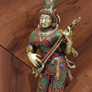 Brass Saraswati Idol 53 Cm Veena Saraswati Goddess of Knowledge Savitri ...