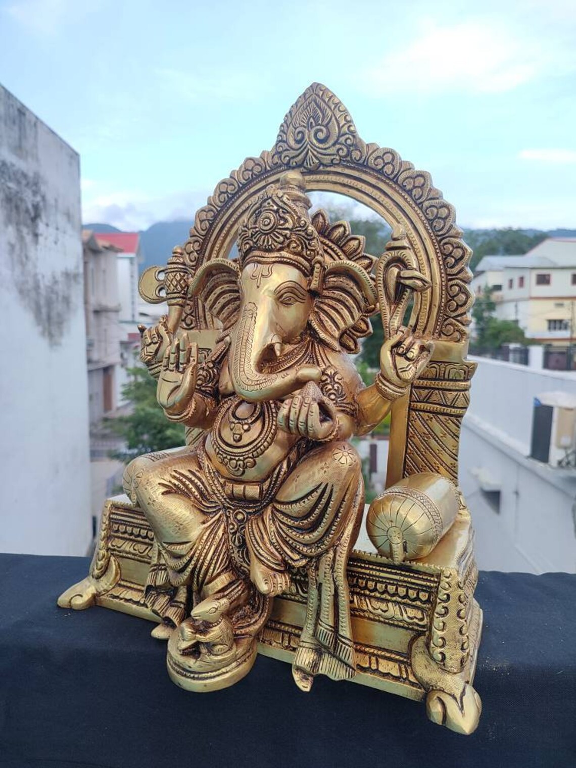 Ganesha Statue 42 cms Lord Ganesha Statue Brass Singhasan | Etsy