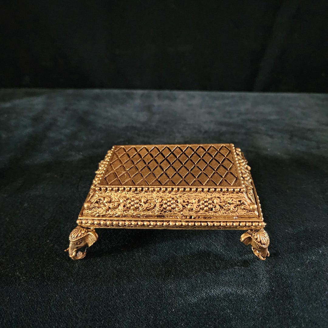 Brass Chowki - 4.2 Inch Choki Decor Idea | Best Gift Idea | Chowki for Small Idol or Diya ...