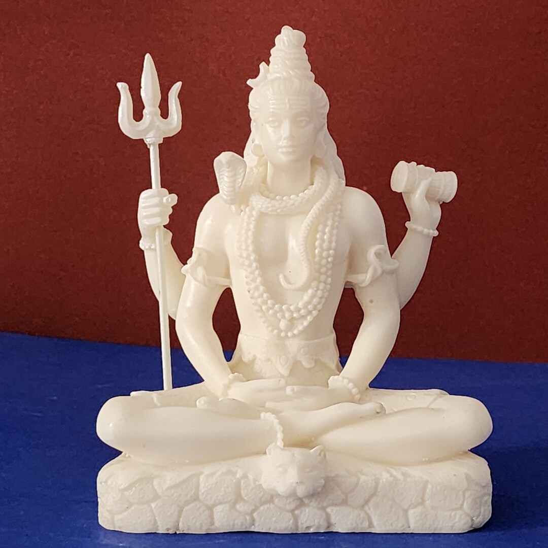 White Shiva Statue 6 Inch Lord Shiva With Moon Culture Marble White ...