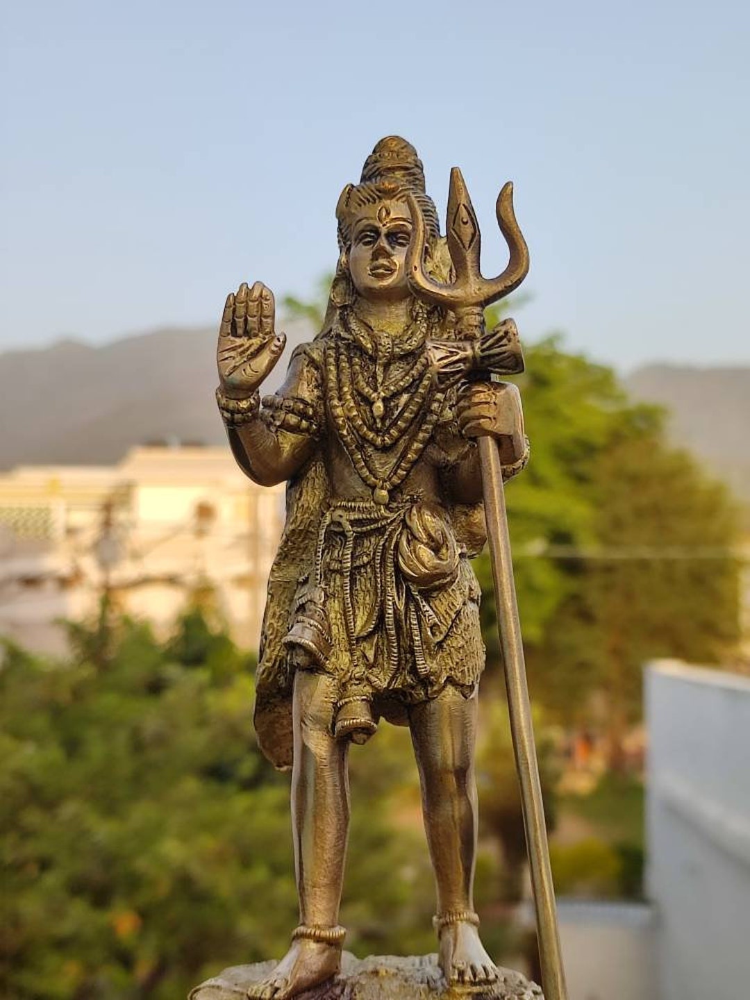 Shiva Statue 8.5 Inches Brass Lord Shiva Standing Shiva With Trident ...