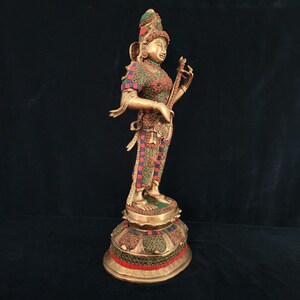Brass Saraswati Idol 53 Cm Veena Saraswati Goddess of Knowledge Savitri ...