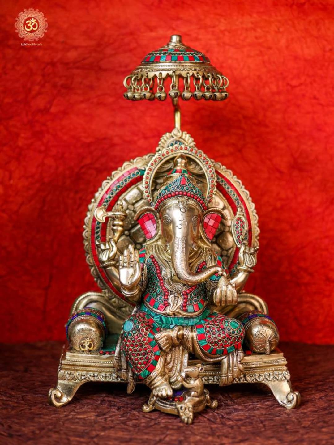 Sinhasan Ganesha Statue - 19" Inch Good Luck God Ganesha Figurine ...