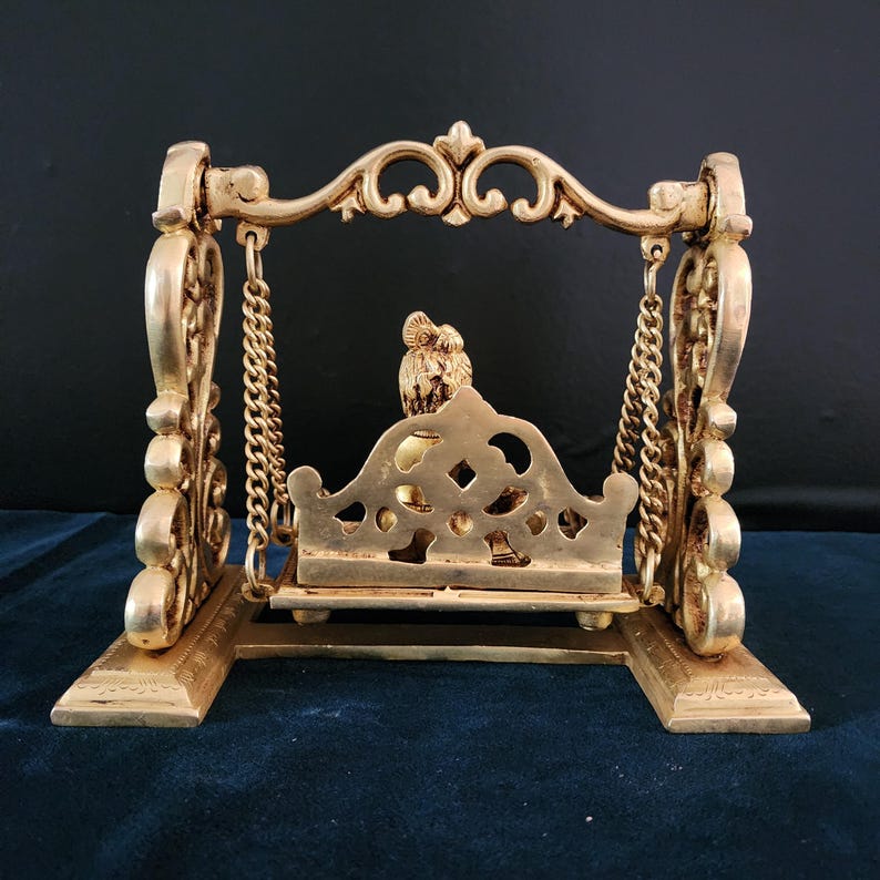 Brass Swing Baby Krishna Statue: Hindu God Idol, Home Decor (7.5 Inch ...
