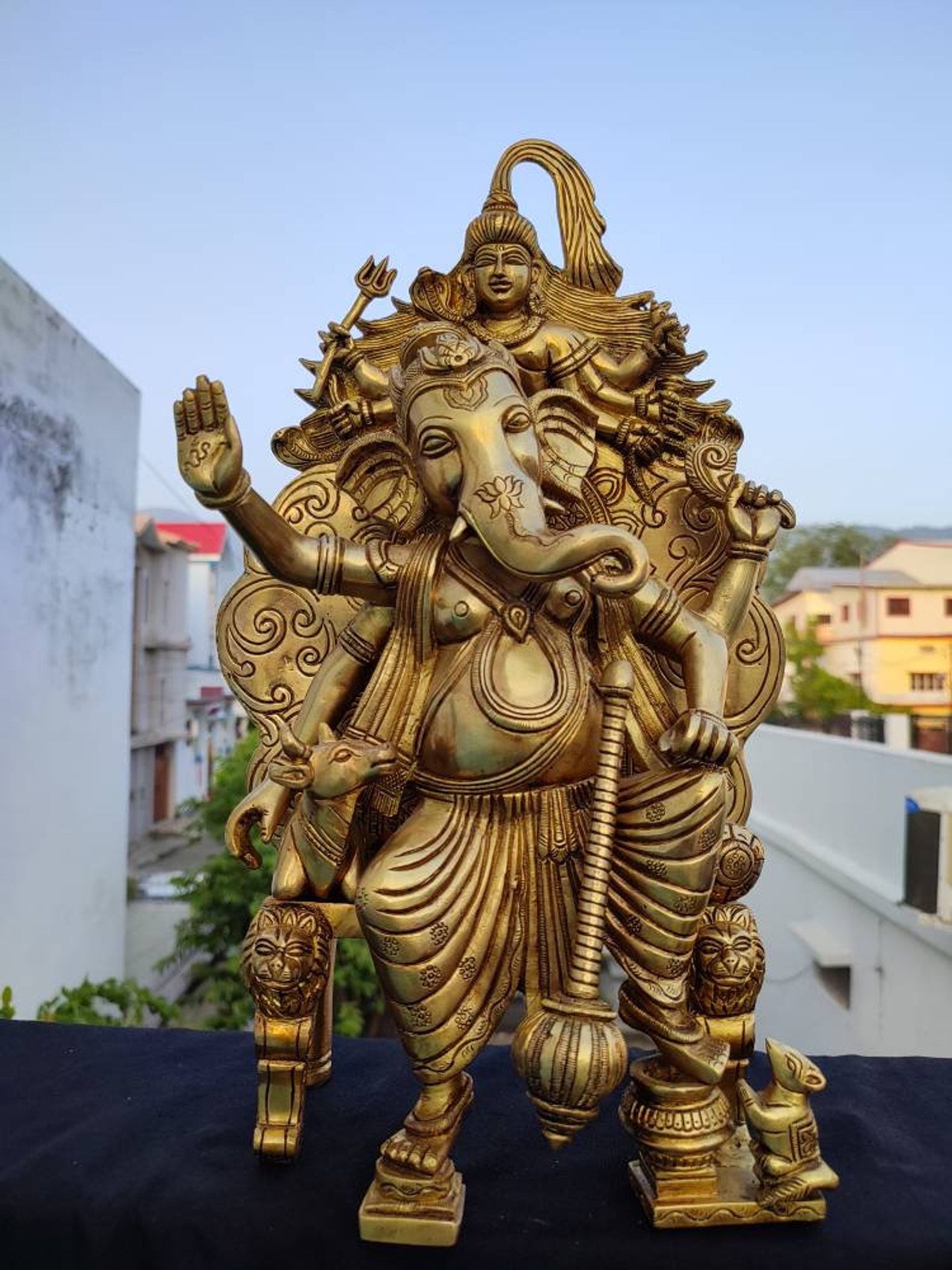 Ganesha Statue 16 inch Brass Lord Ganesh with Lord Shiva A | Etsy