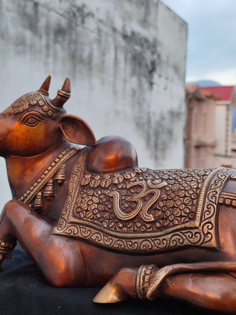 Nandi Statue 20 cm Traditional work Brass Nandi Sculpture a | Etsy