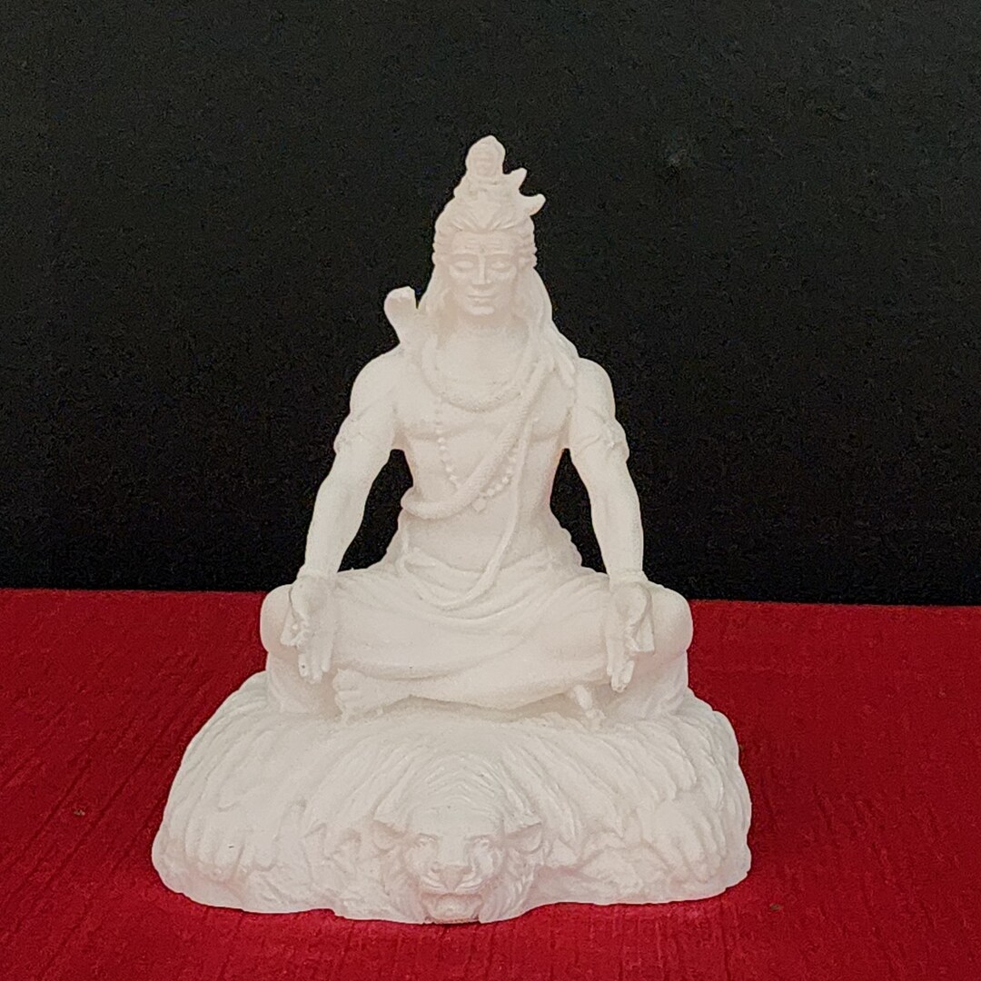 White Shiva Statue - 5" Inch | Lord Shiva With Moon | Culture Marble ...