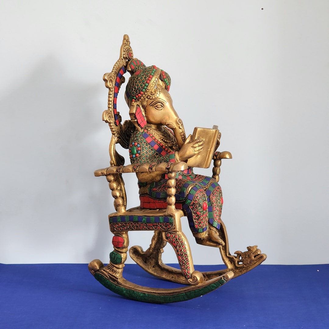 Ganesh Statue | 17.5 Inch | Ganesha on Rocking Chair | Good Luck God ...