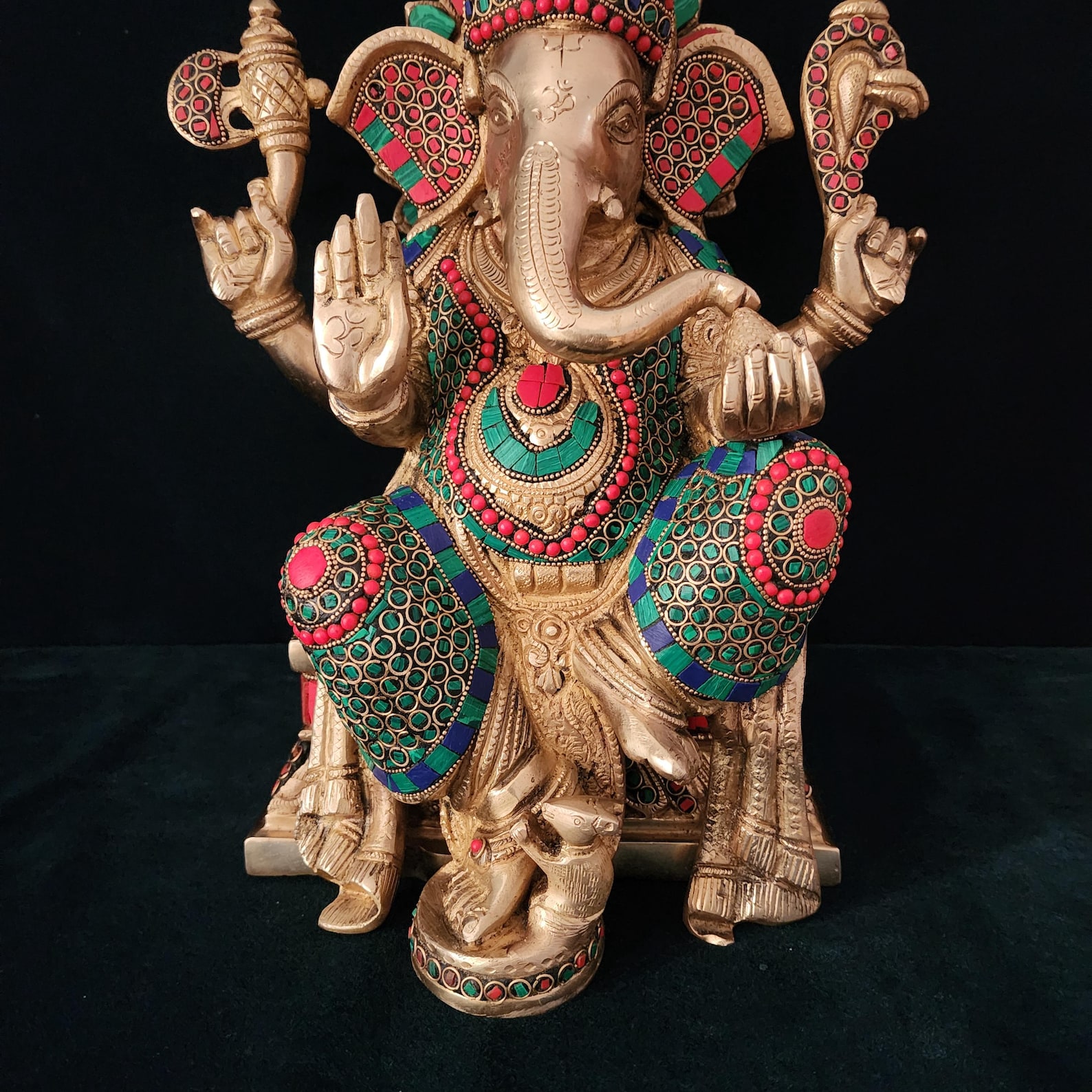 Large Brass Ganesha Statue: Hindu God of Luck, Wisdom Decor (14 Inch ...