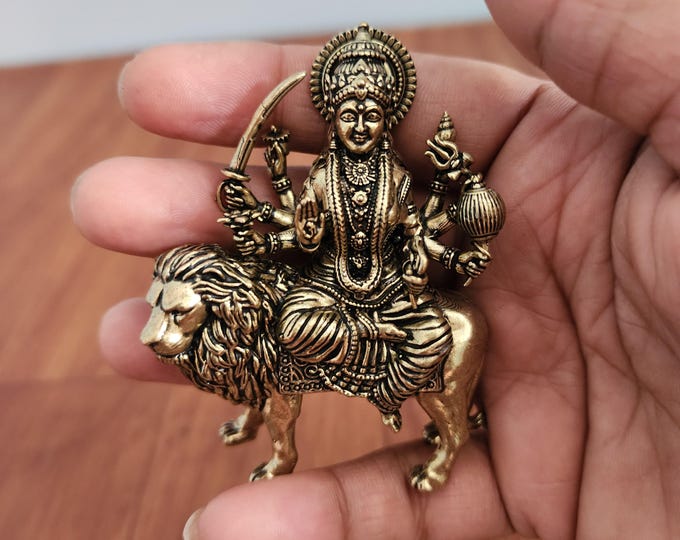 Big Durga Statue in Marble,38cm Pure Marble Devi, Hand Painted Marble ...