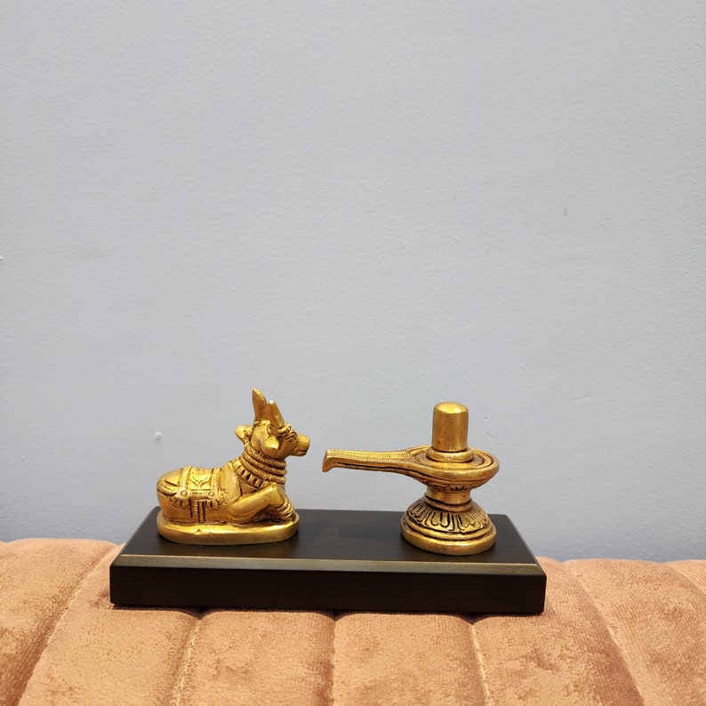 Brass Shivling Nandi Idol With Wood Base – Hindu Temple Decor - Etsy
