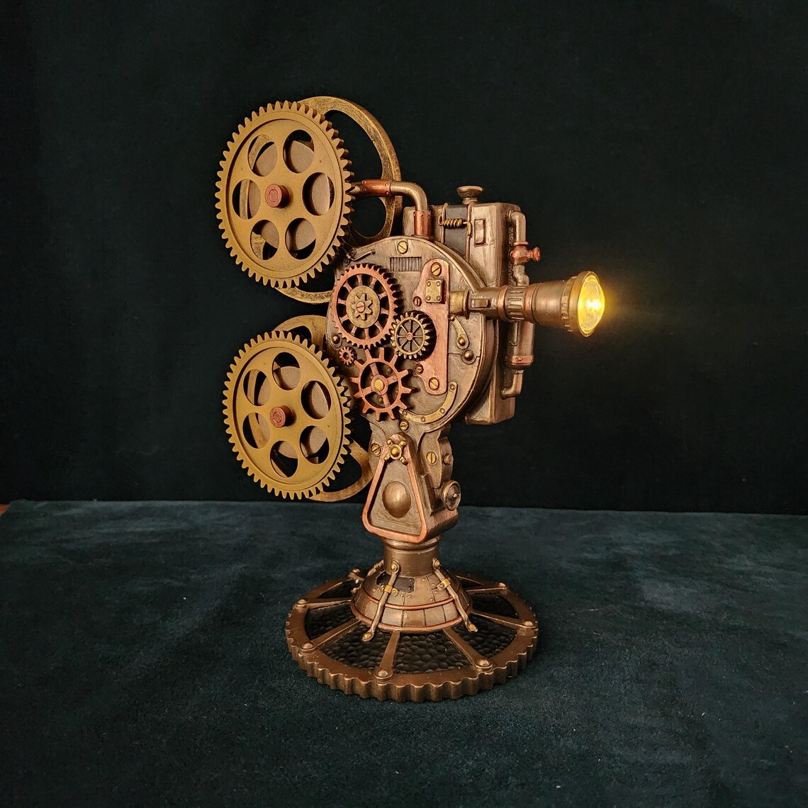 Steampunk Projector Statue With LED Light: Cold Cast Resin Home Decor ...