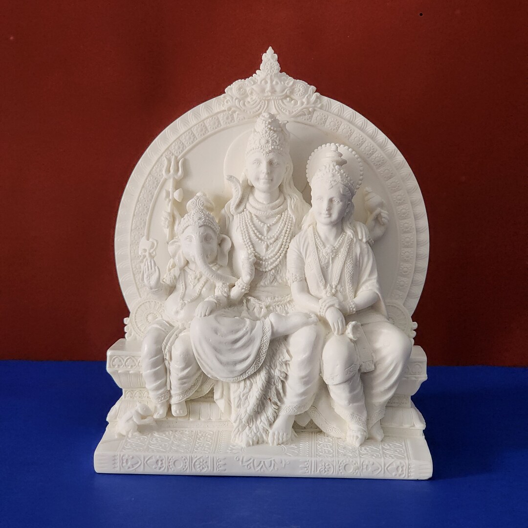 Shiva Family Statue - 8" Inch | Family Gift | White Marble Shiva Family ...