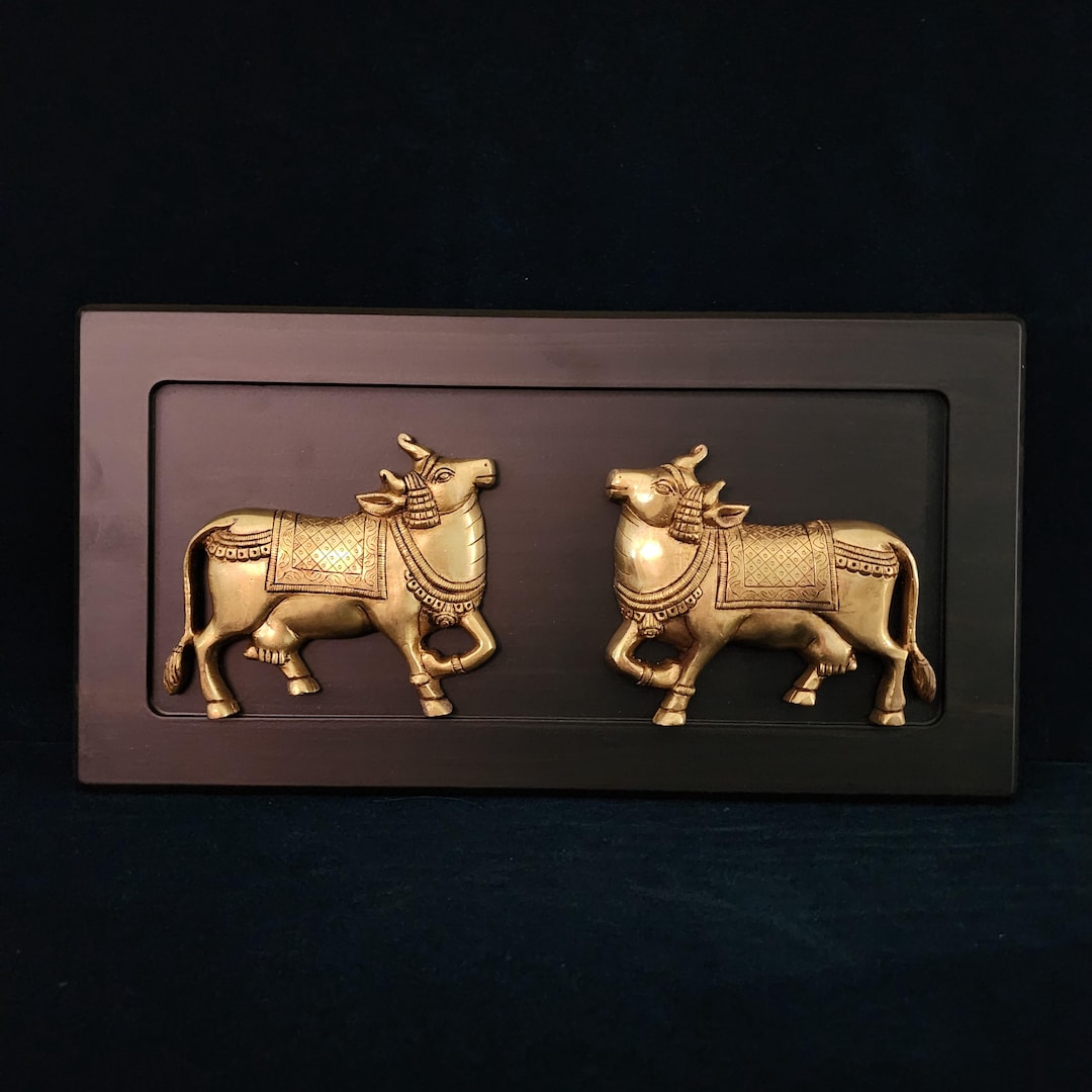 Brass Nandi Cow Wall Hanging Frame - Divine Cow Frame for Home Decor ...